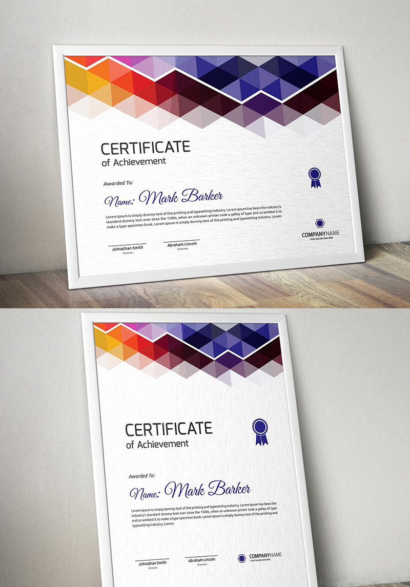 Colorful Triangles Certificate Template #96013