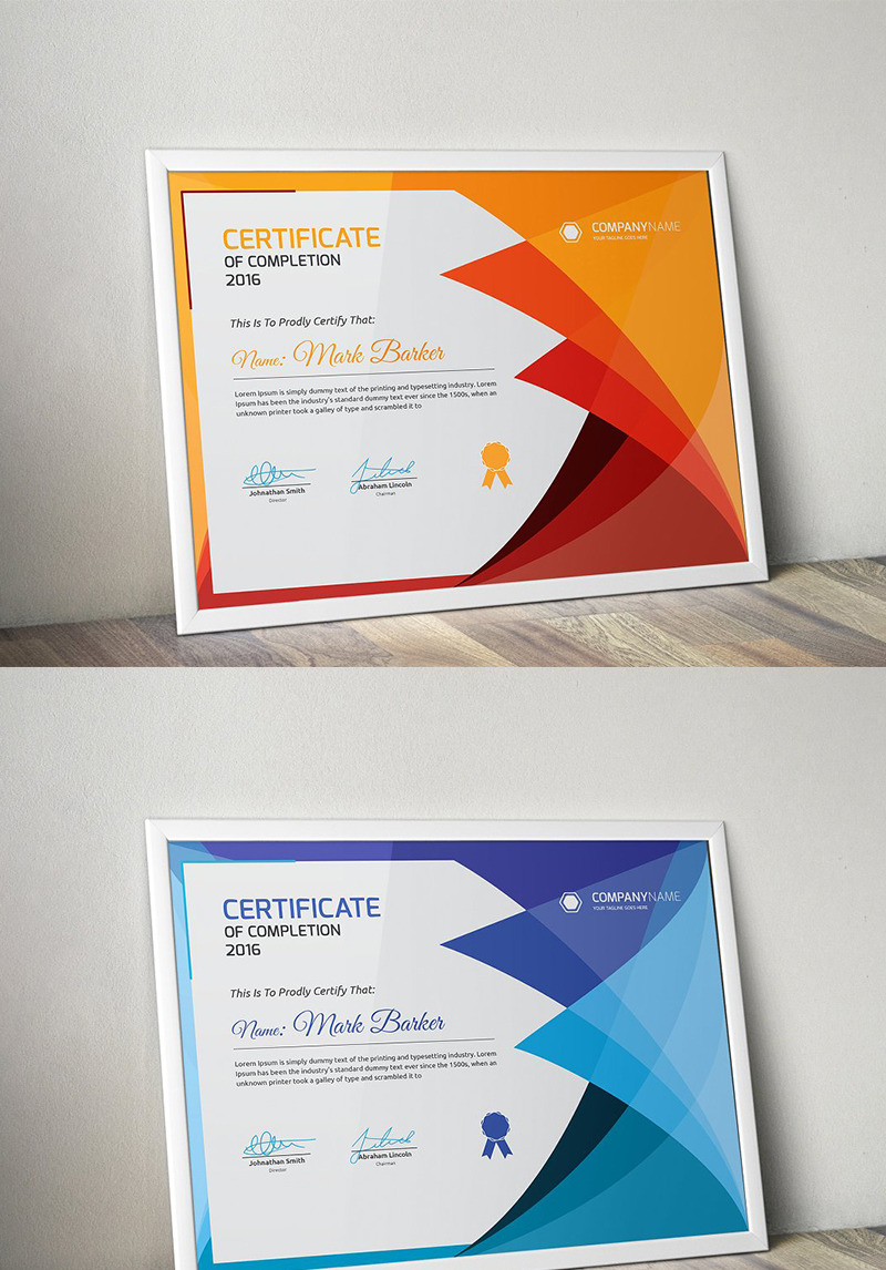 Curvy Modern Certificate Template #96154