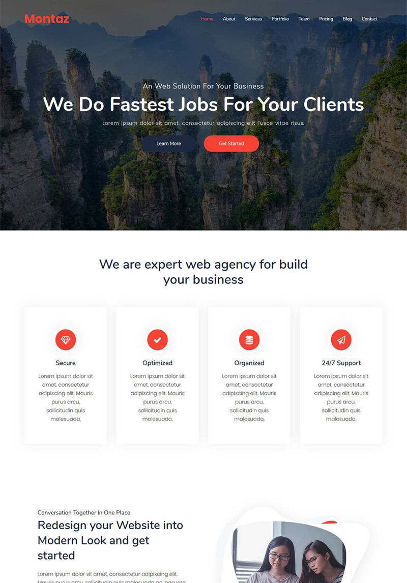 Montaz - Parallax Landing Page Template #97027