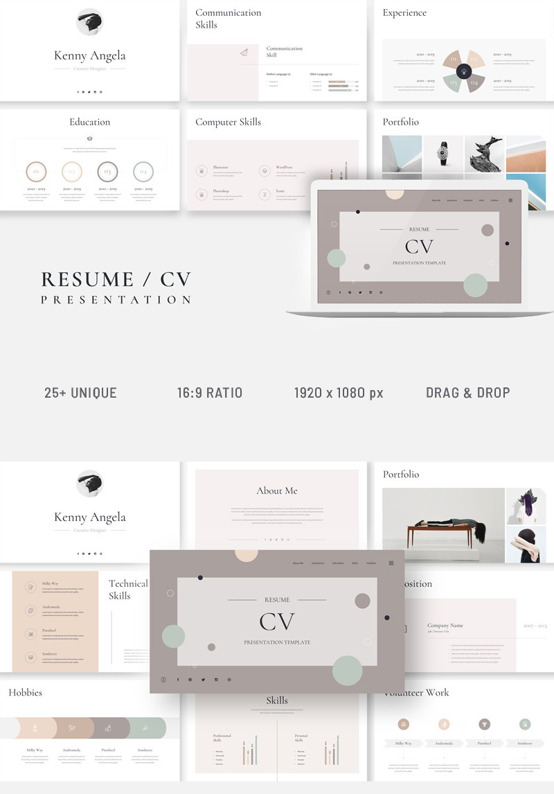 Resume CV Presentation PowerPoint Template #97162