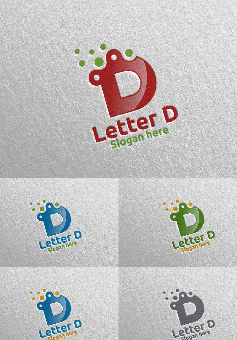 Digital Letter D Design 4 Logo Template #97356