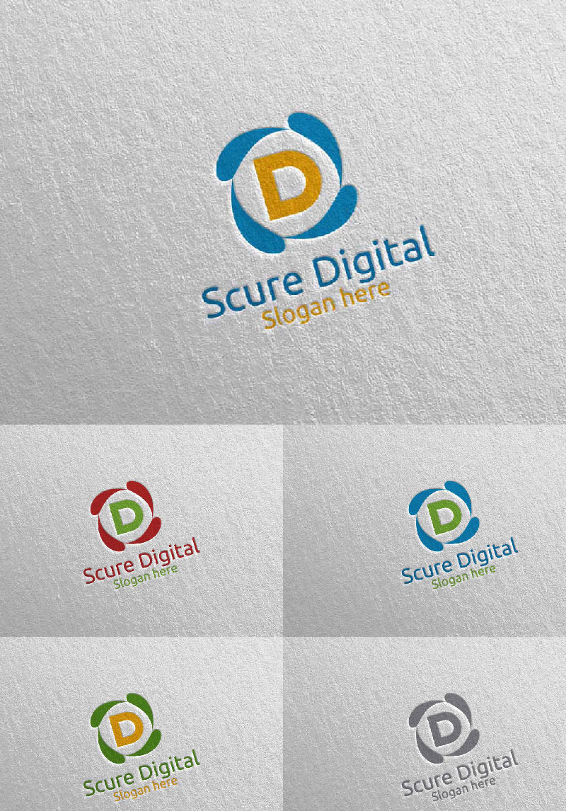 Secure Digital Letter D for Digital Marketing 80 Logo Template #97327