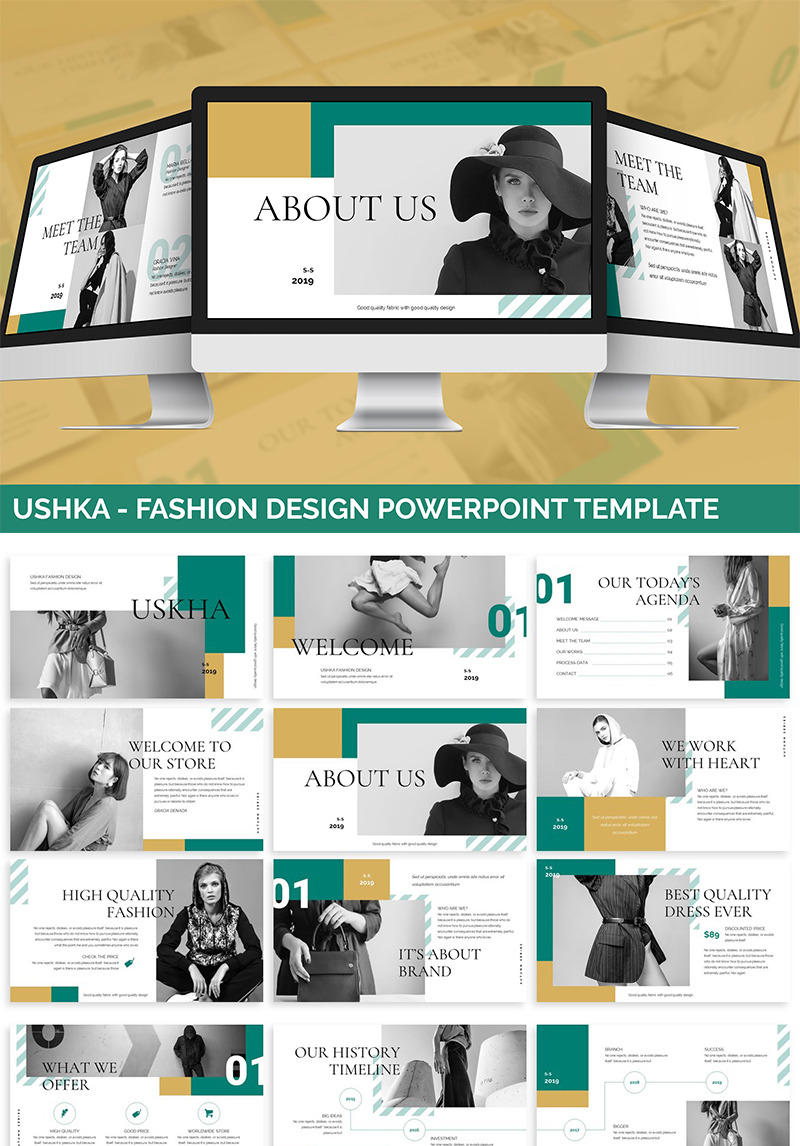 Ushka - Fashion Design PowerPoint Template #97462