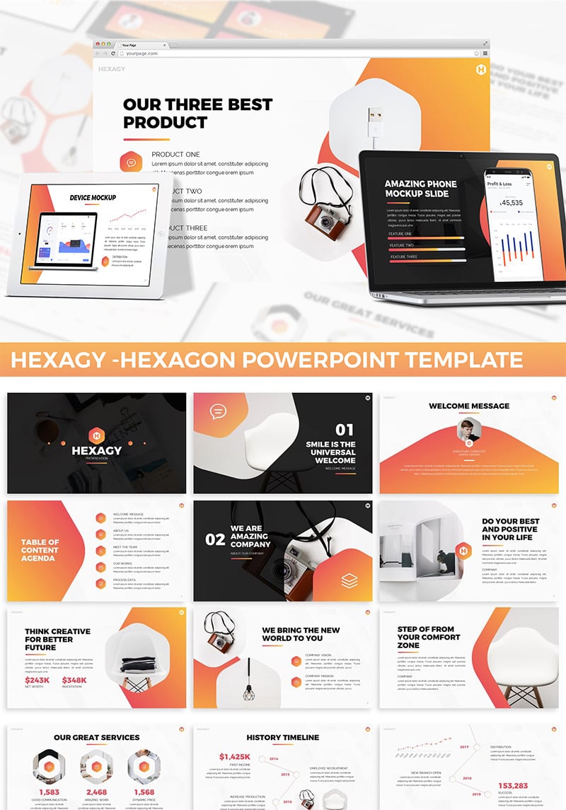 Hexagy - Hexagon Style PowerPoint Template #97685