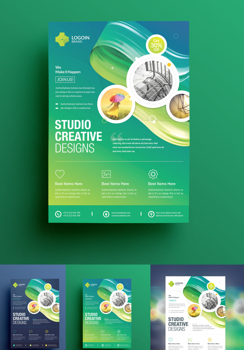 Green Color Flyer Corporate Identity Template #97790