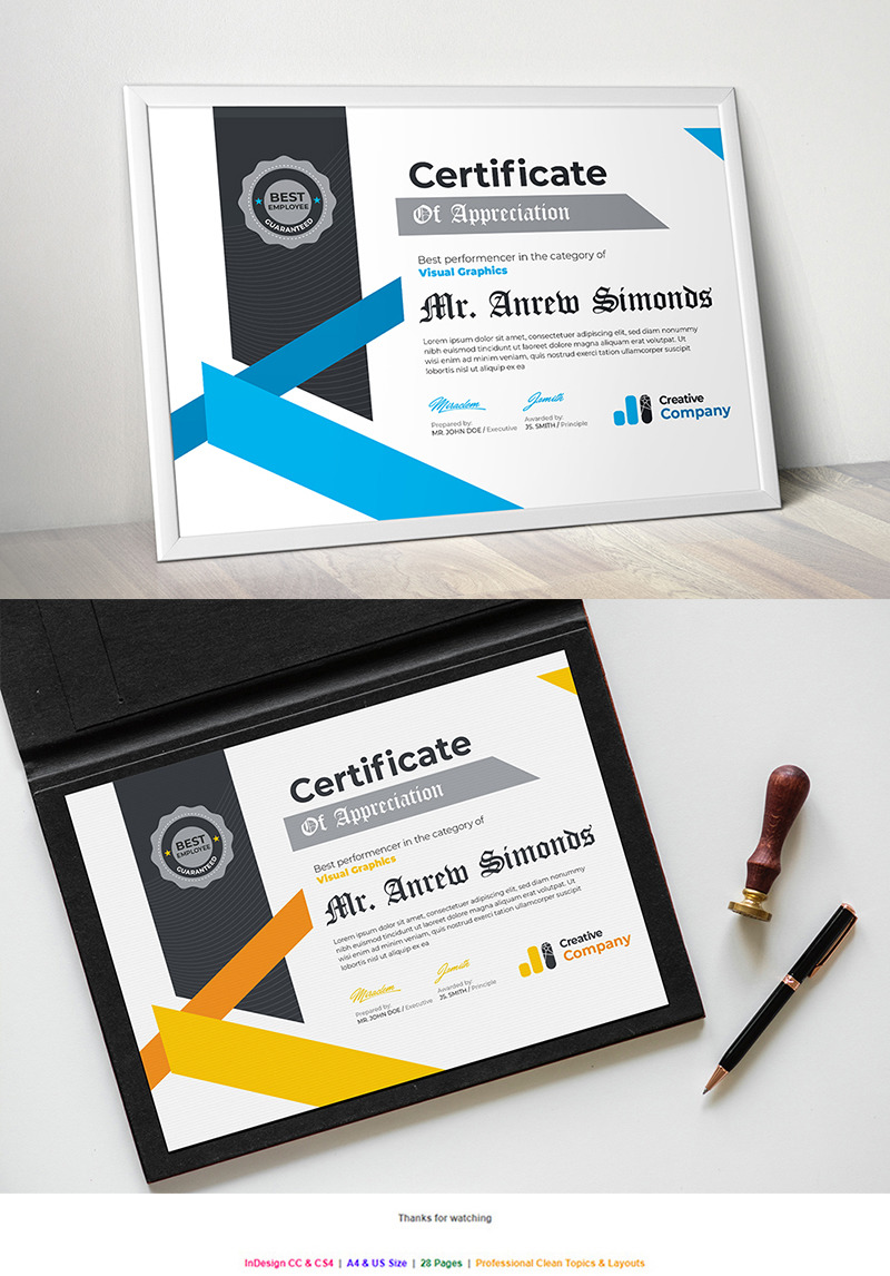 Modern Certificate Corporate Identity Template #97932