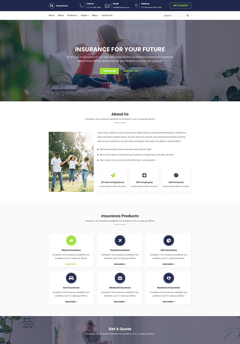 Insurance PSD Template #98019 - TemplateMonster