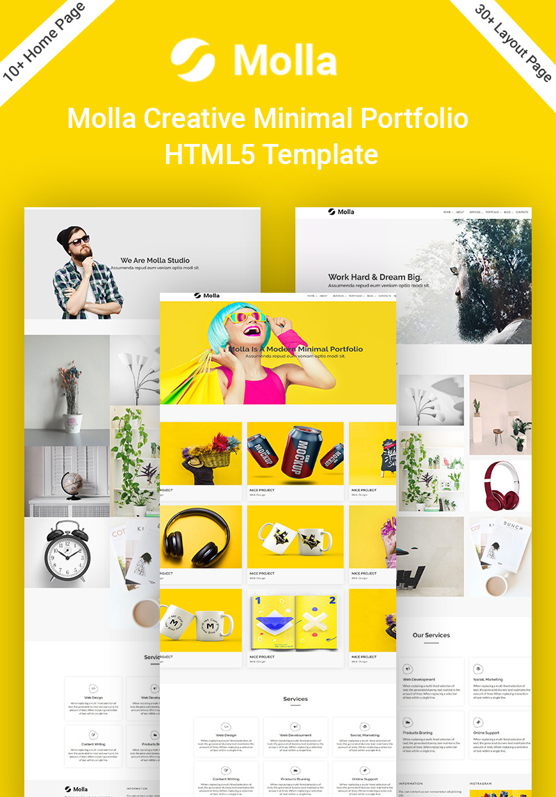 Molla Creative Minimal Portfolio HTML5 Website Template #98474