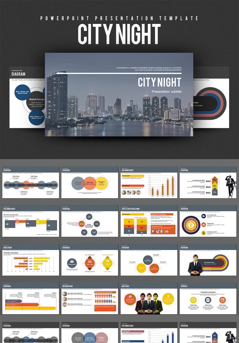 City Night PowerPoint Template #98549