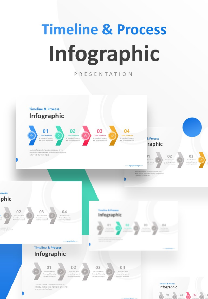 Four Business Process with Timeline Presentation PowerPoint Template #98569