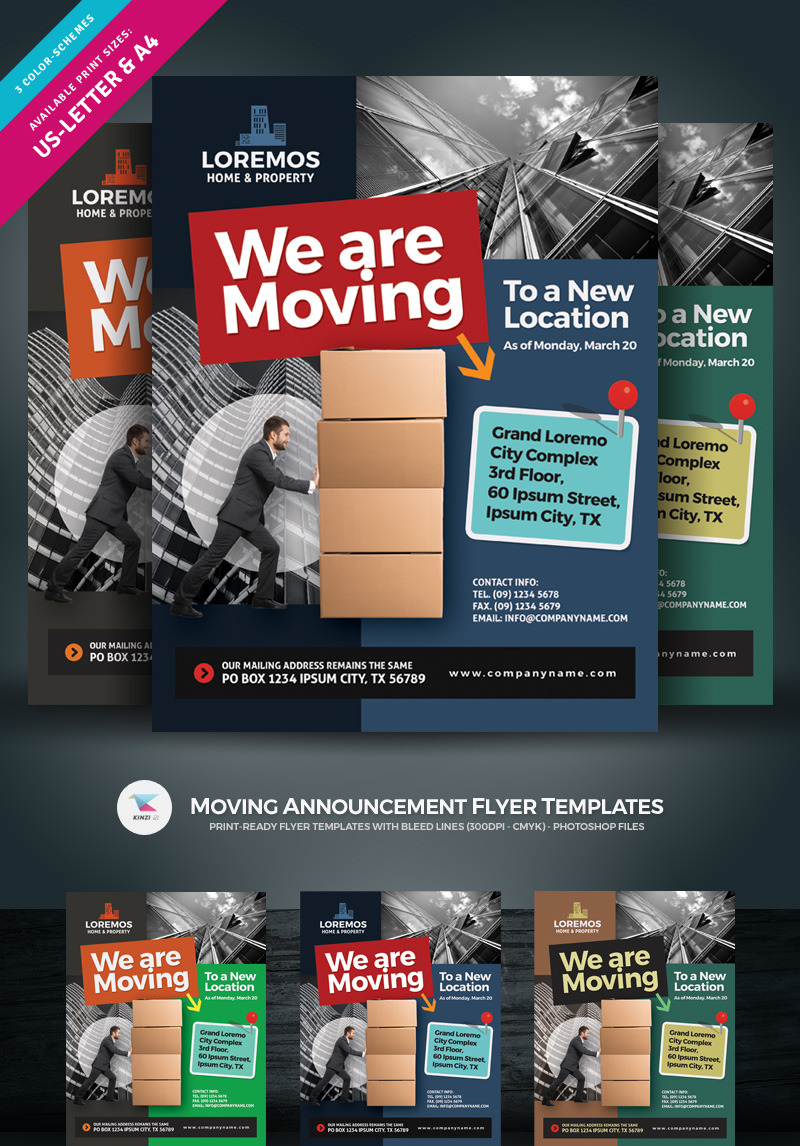 Moving Announcement Flyer Corporate Identity Template #98784