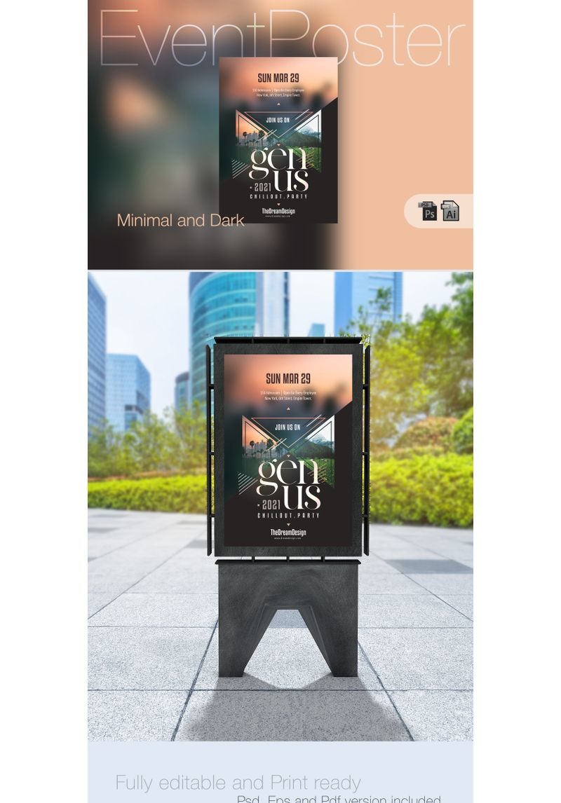 Minimal Dark Event Poster Corporate Identity Template #98875