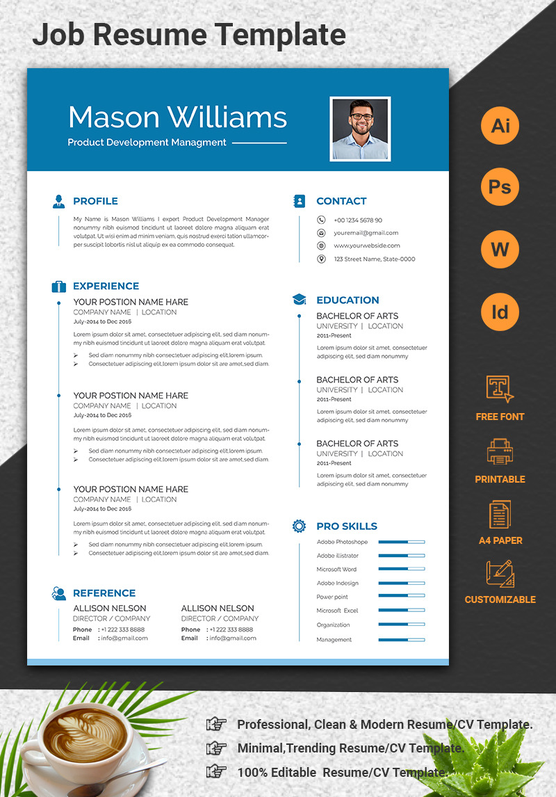 Professional Job CV Resume Template #98865