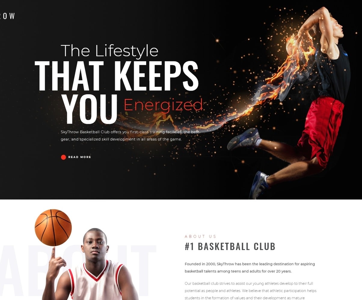 Basketball Club Website Template for Sports Schools