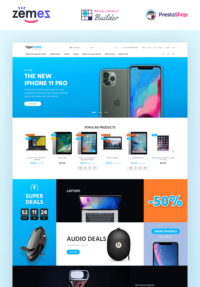 Smart Gadgets eCommerce Template - TigerTronic PrestaShop Theme
