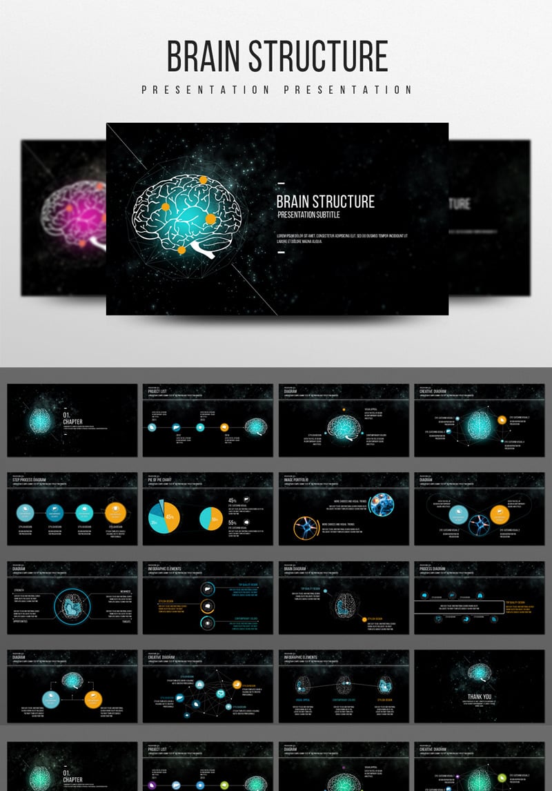 Brain Structure PowerPoint Template #99377