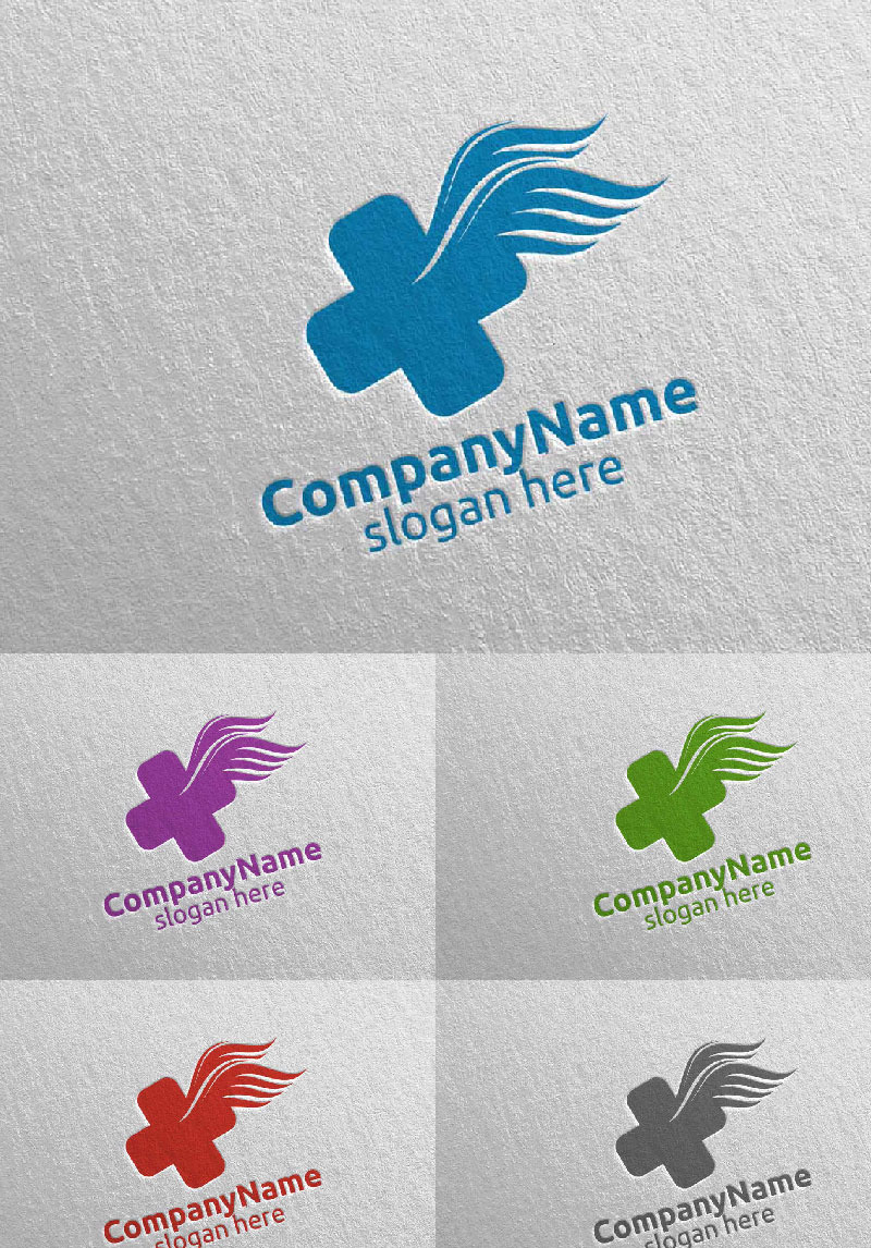 Cross Wings Medical Hospital 37 Logo Template #99717