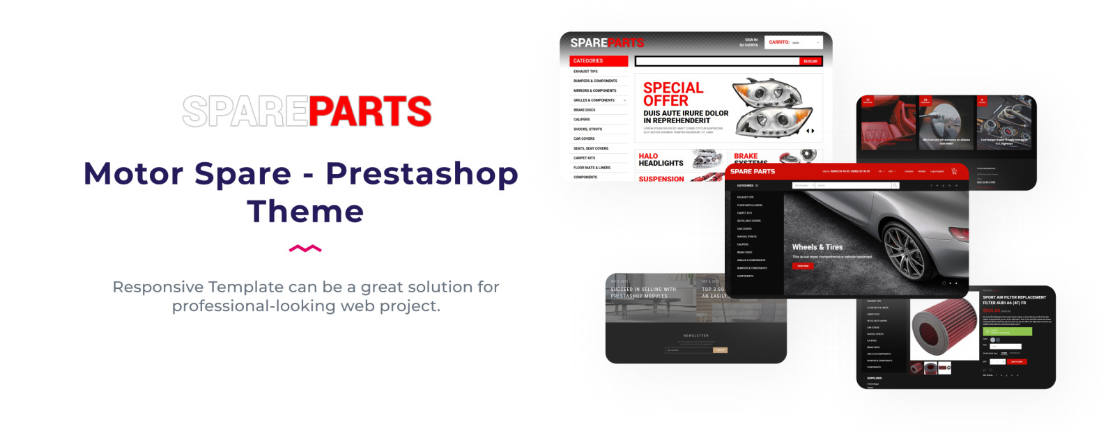 Motor Spare Parts Online Store PrestaShop Theme