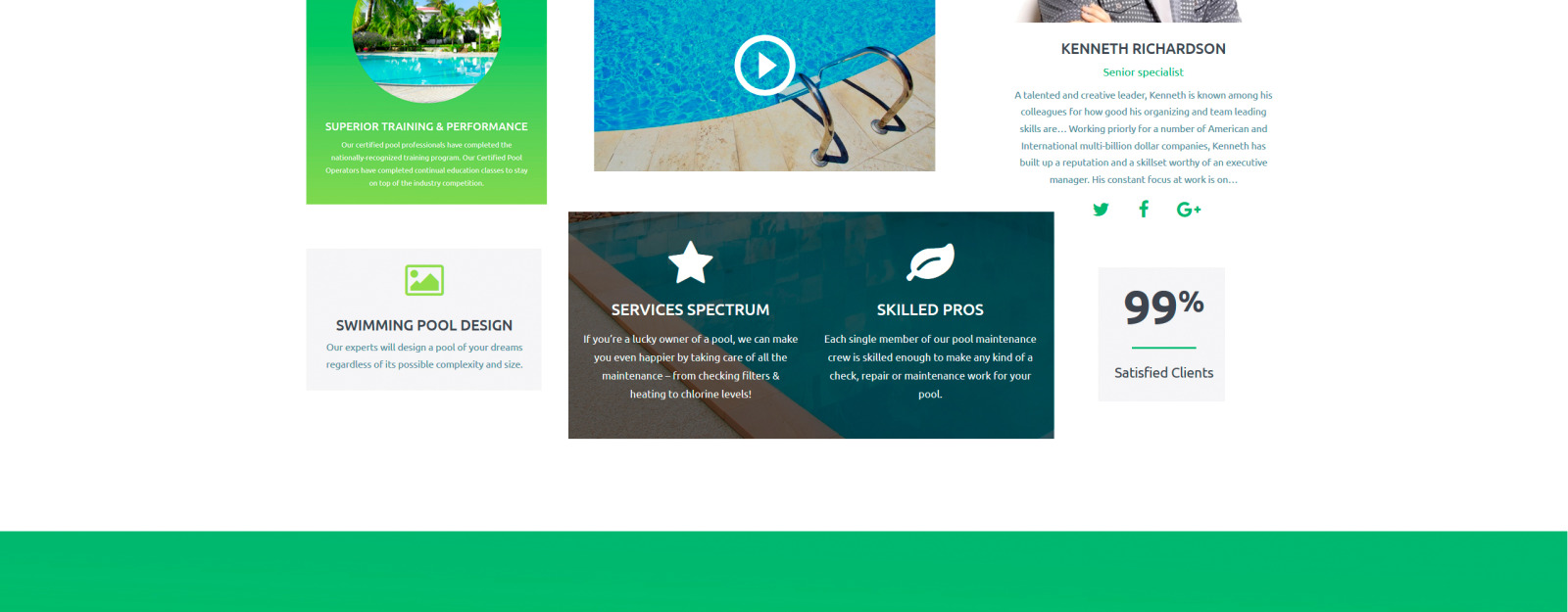 Pool Company Bootstrap Theme Website Template