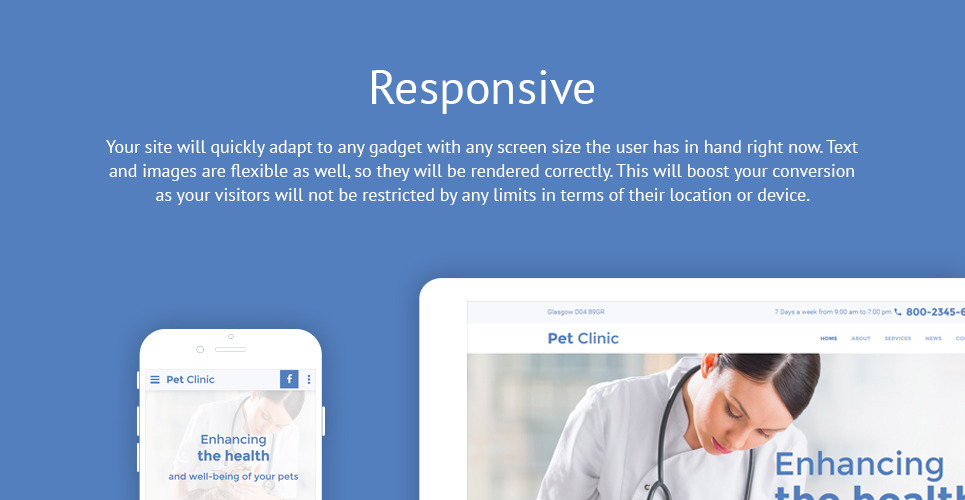 Vet Responsive Website Template #57678 - TemplateMonster