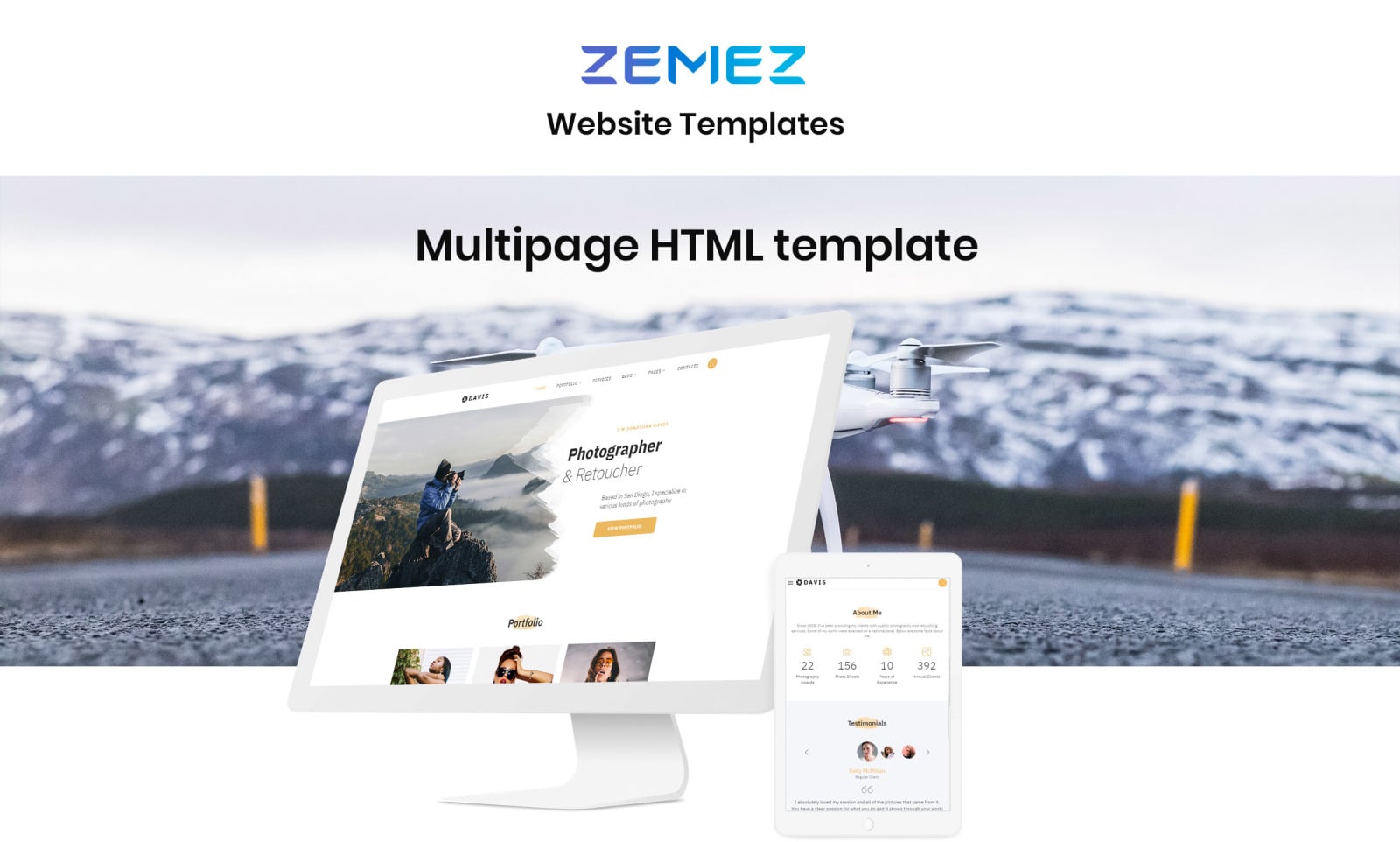 Davis - Photographer Portfolio Multipage HTML5 Website Template