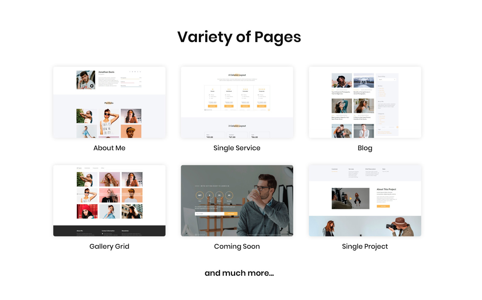 Davis - Photographer Portfolio Multipage HTML5 Website Template