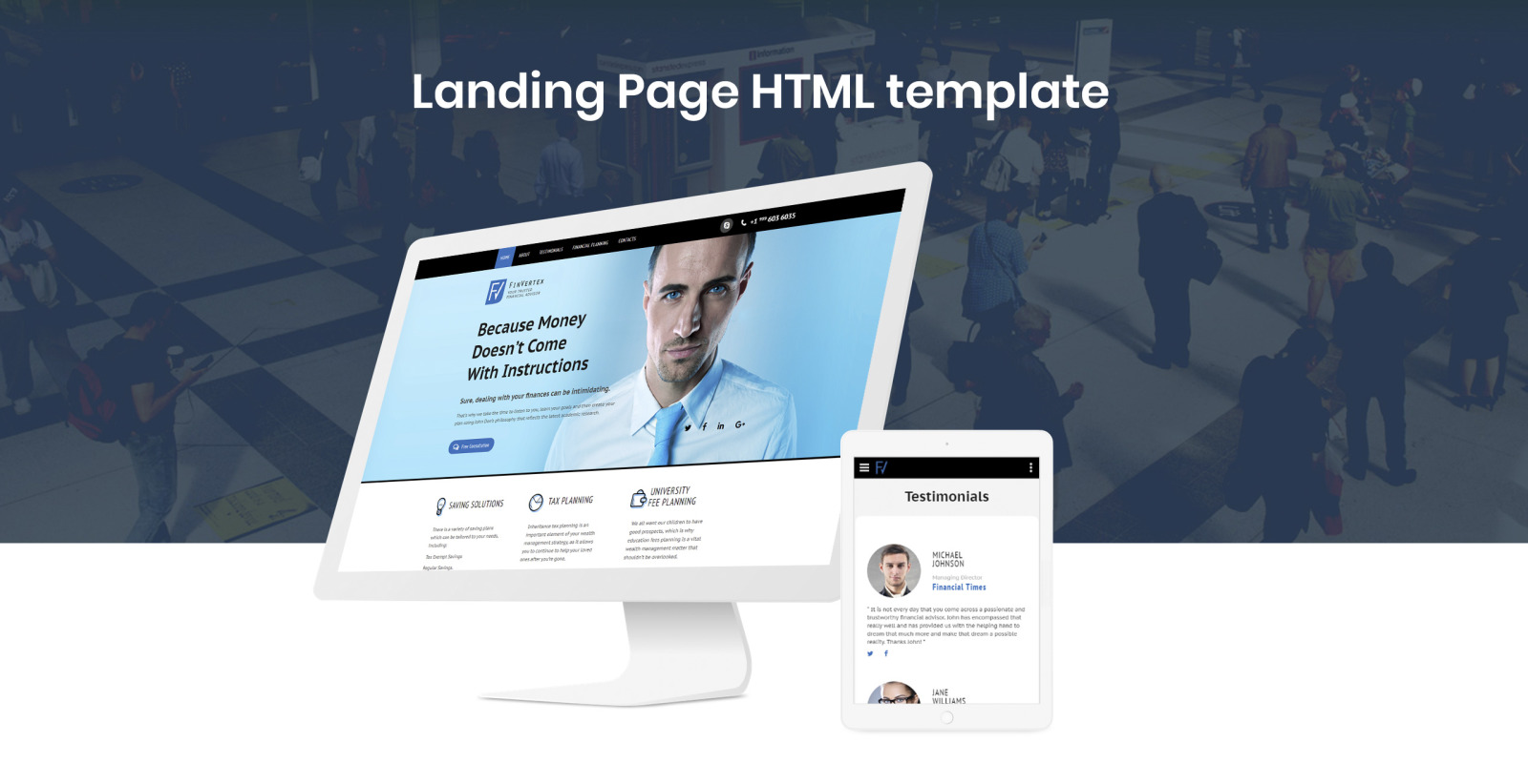 FinVertex - Financial Advisor Responsive HTML Landing Page Template