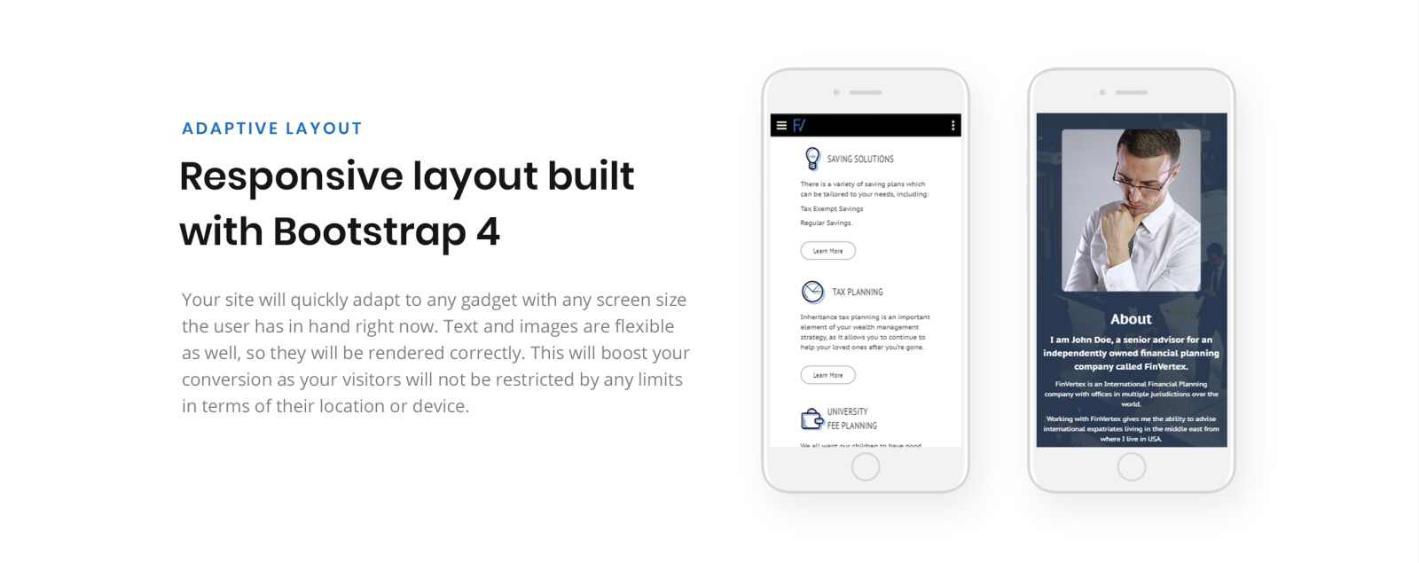 FinVertex - Financial Advisor Responsive HTML Landing Page Template
