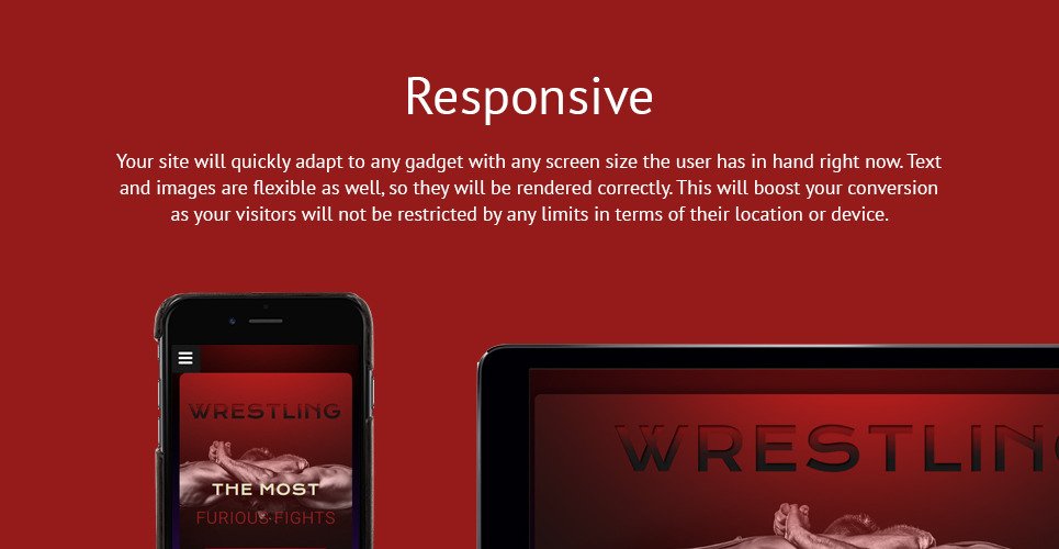 Wrestling Responsive Landing Page Template - TemplateMonster