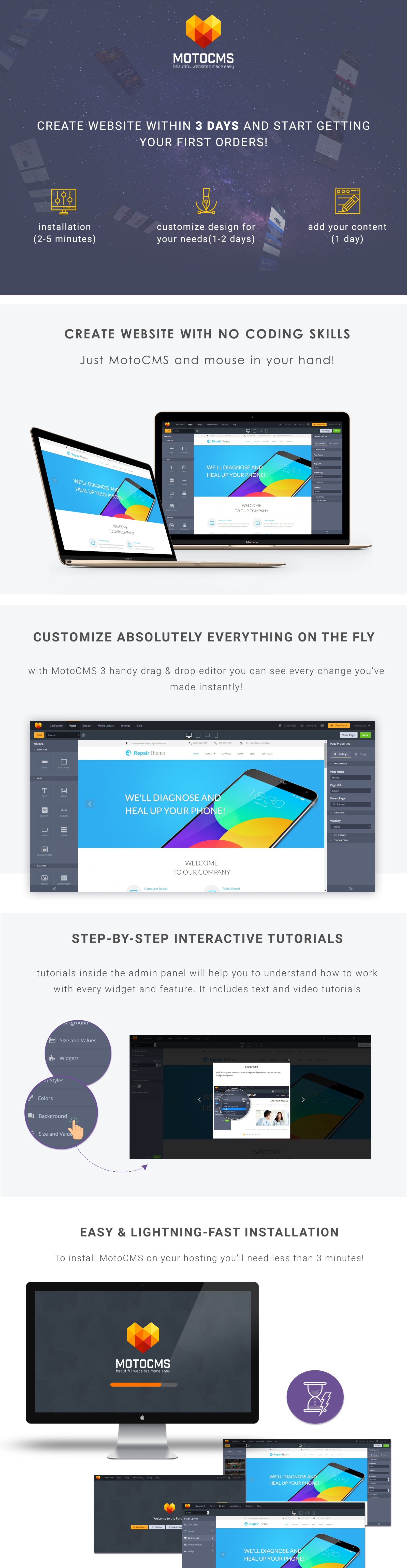 Repair Theme - Mobile Service Moto CMS 3 Template