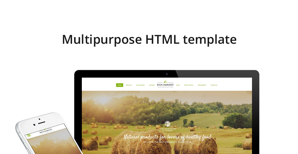 Rich Harvest - Agriculture Farm Responsive Multipage Website Template