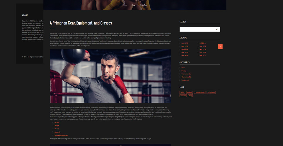 Boxing Day - Boxing Lifestyle Club Responsive Website Template