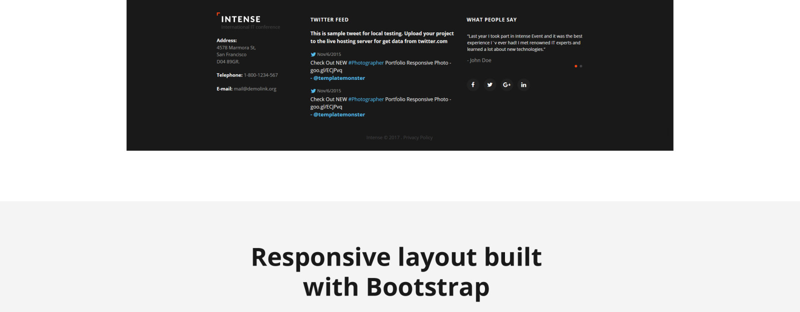 Intense - Event Planner HTML5 Landing Page Template