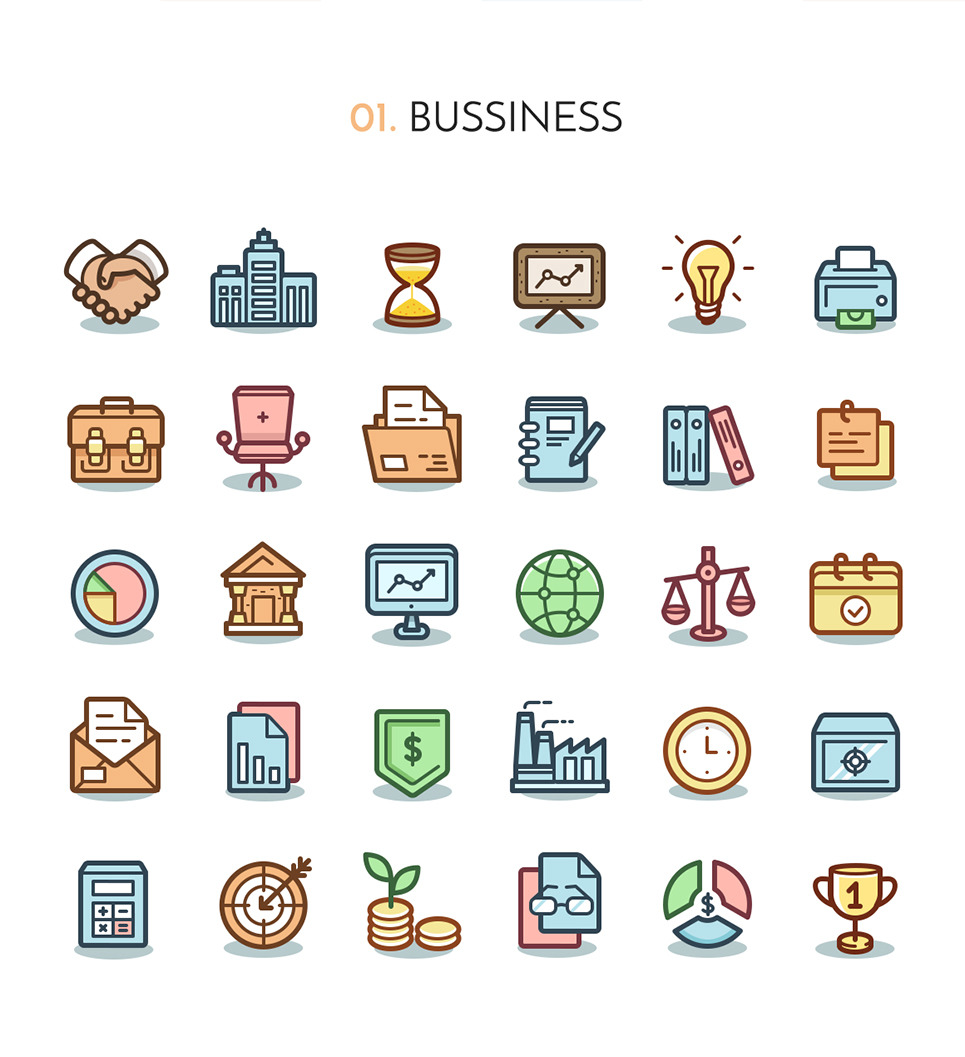 Capitalist Flat Icons Collection Set - TemplateMonster