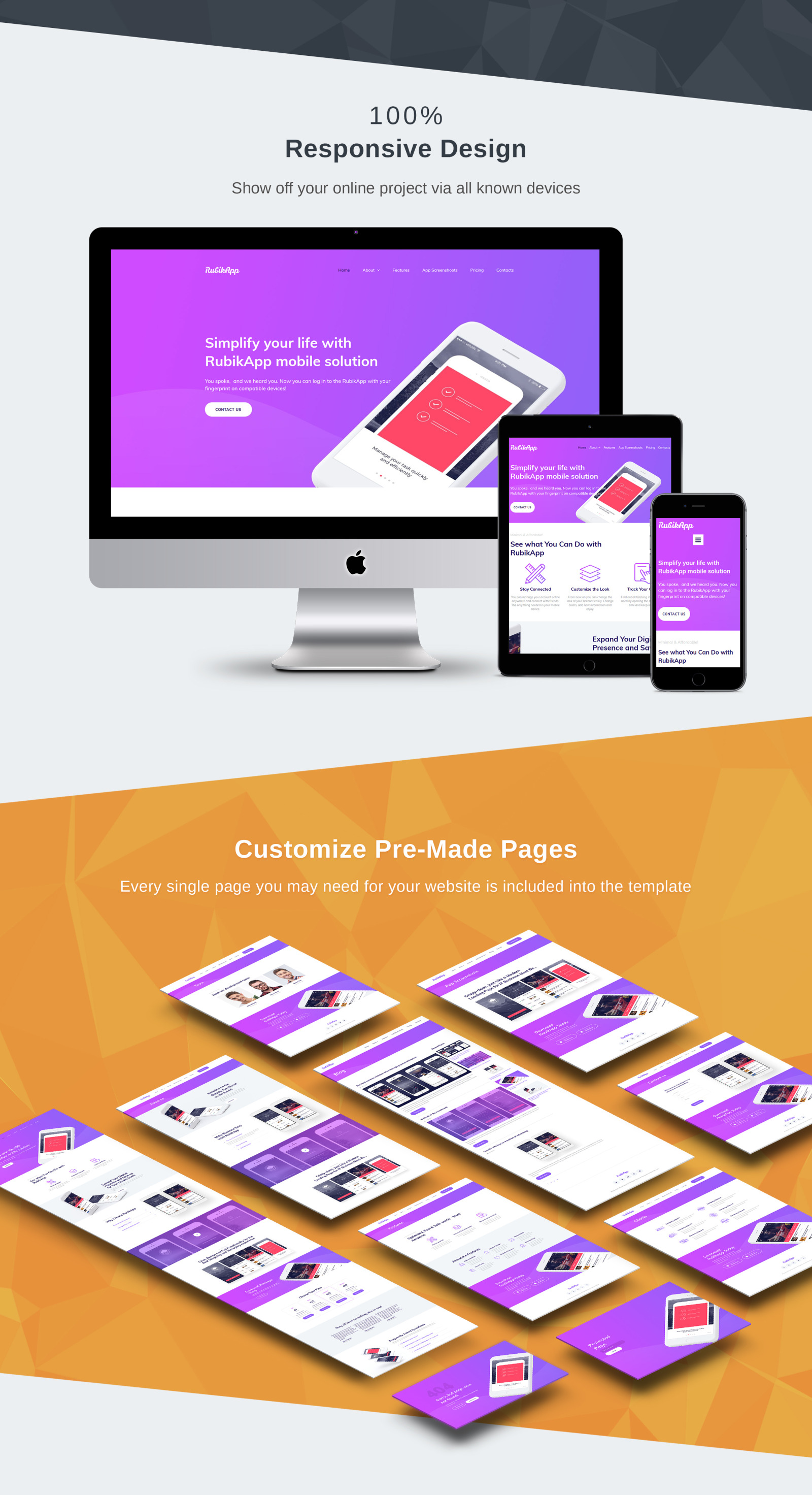RubikApp - Mobile App Premium Moto CMS 3 Template