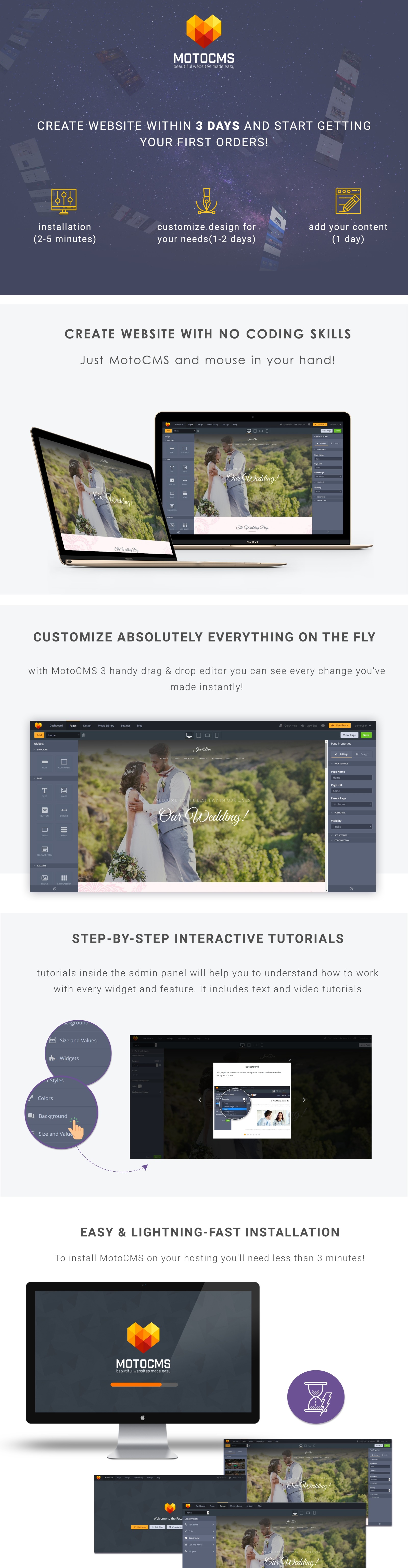 Wedding Planner Moto CMS 3 Template #65097 - TemplateMonster