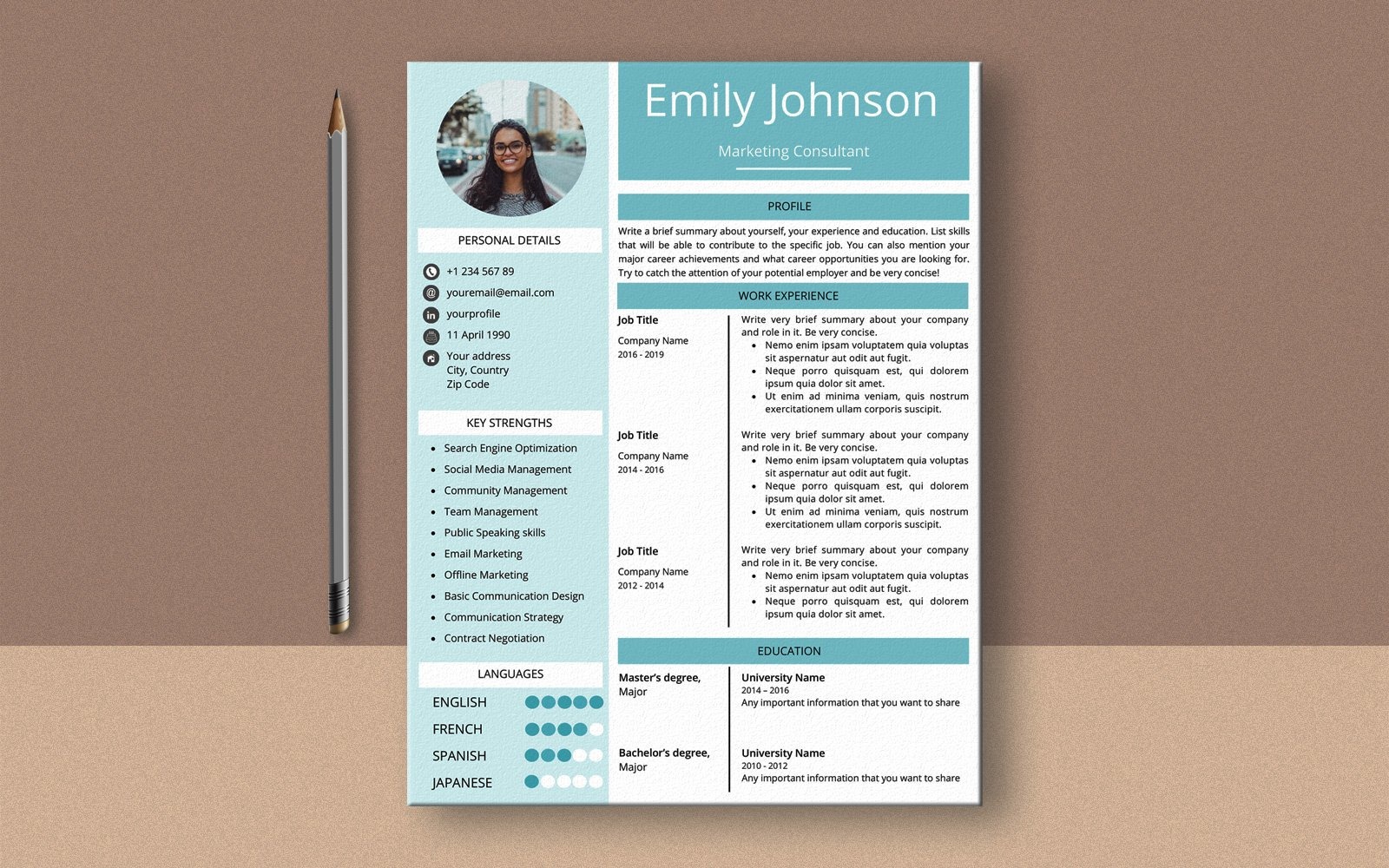 Emily Johnson Ms Word Resume Template - TemplateMonster