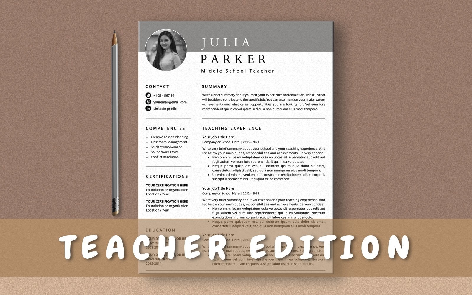 Teacher Resume Template for MS Word #100070 - TemplateMonster