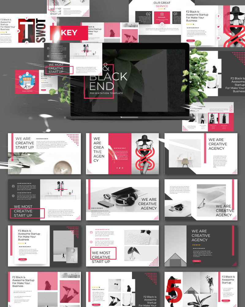 F2 Black Presentation PowerPoint template - TemplateMonster