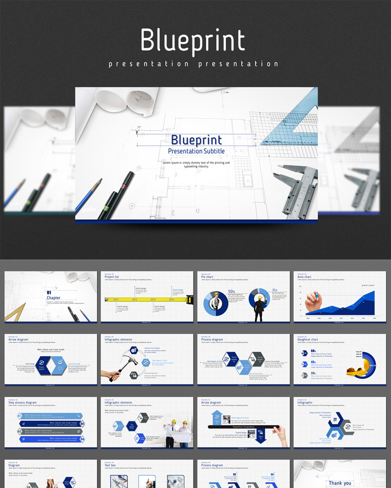 Modelo Blueprint PowerPoint #100125 - TemplateMonster