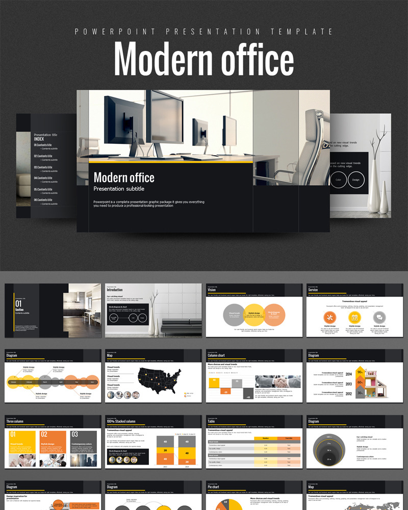 Modern Office PowerPoint template #100130 - TemplateMonster