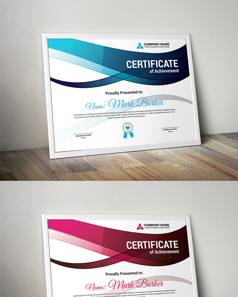 Wavy Modern Certificate Template #100137 - TemplateMonster