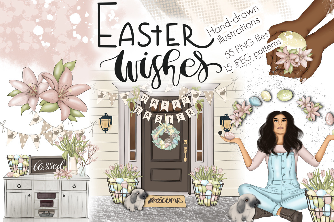 Easter Wishes Graphic Design Kit - Illustration