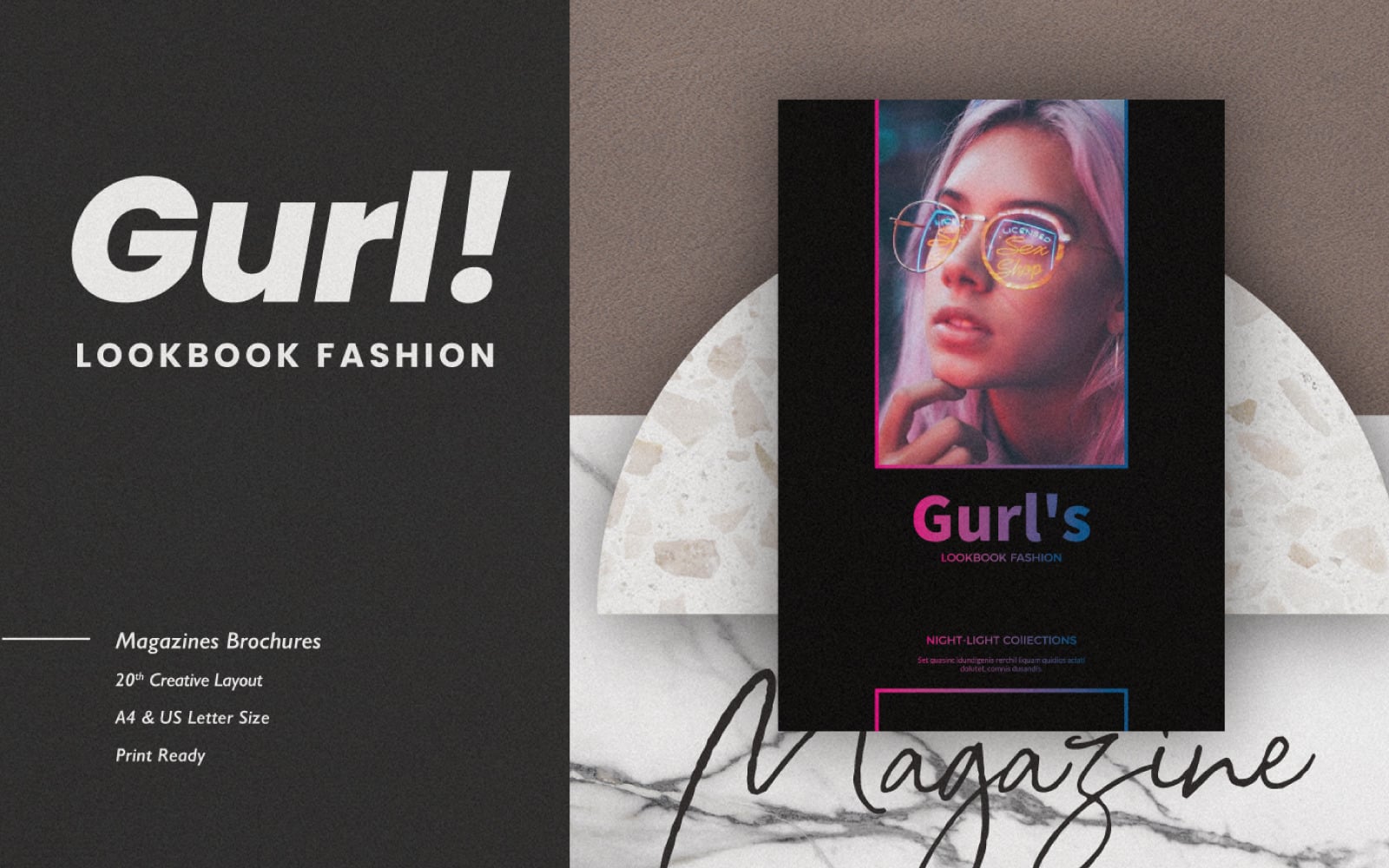 Gurl Lookbook Collection Magazine Template - TemplateMonster