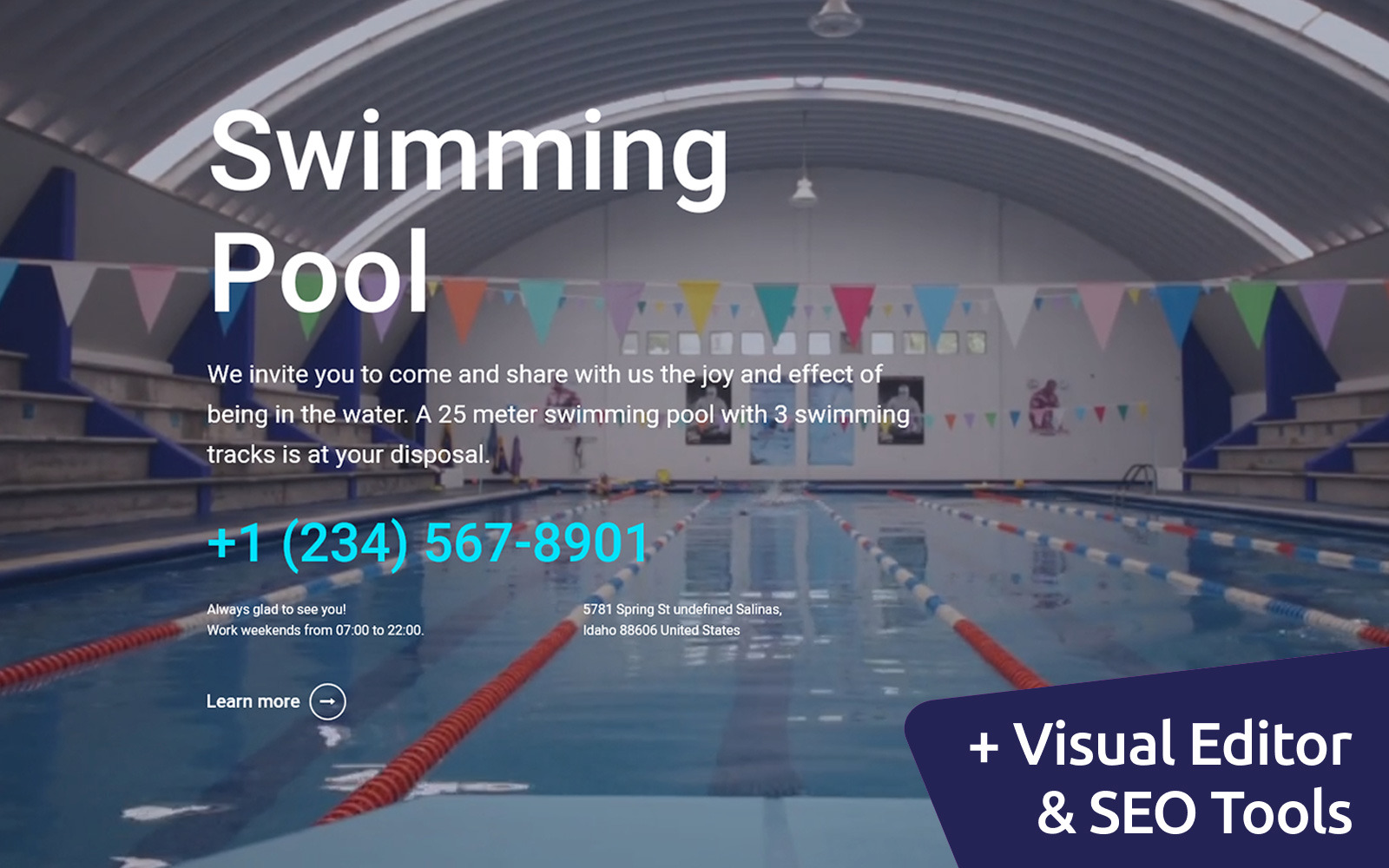 Swimming Pool Moto CMS 3 Template #102221 - TemplateMonster
