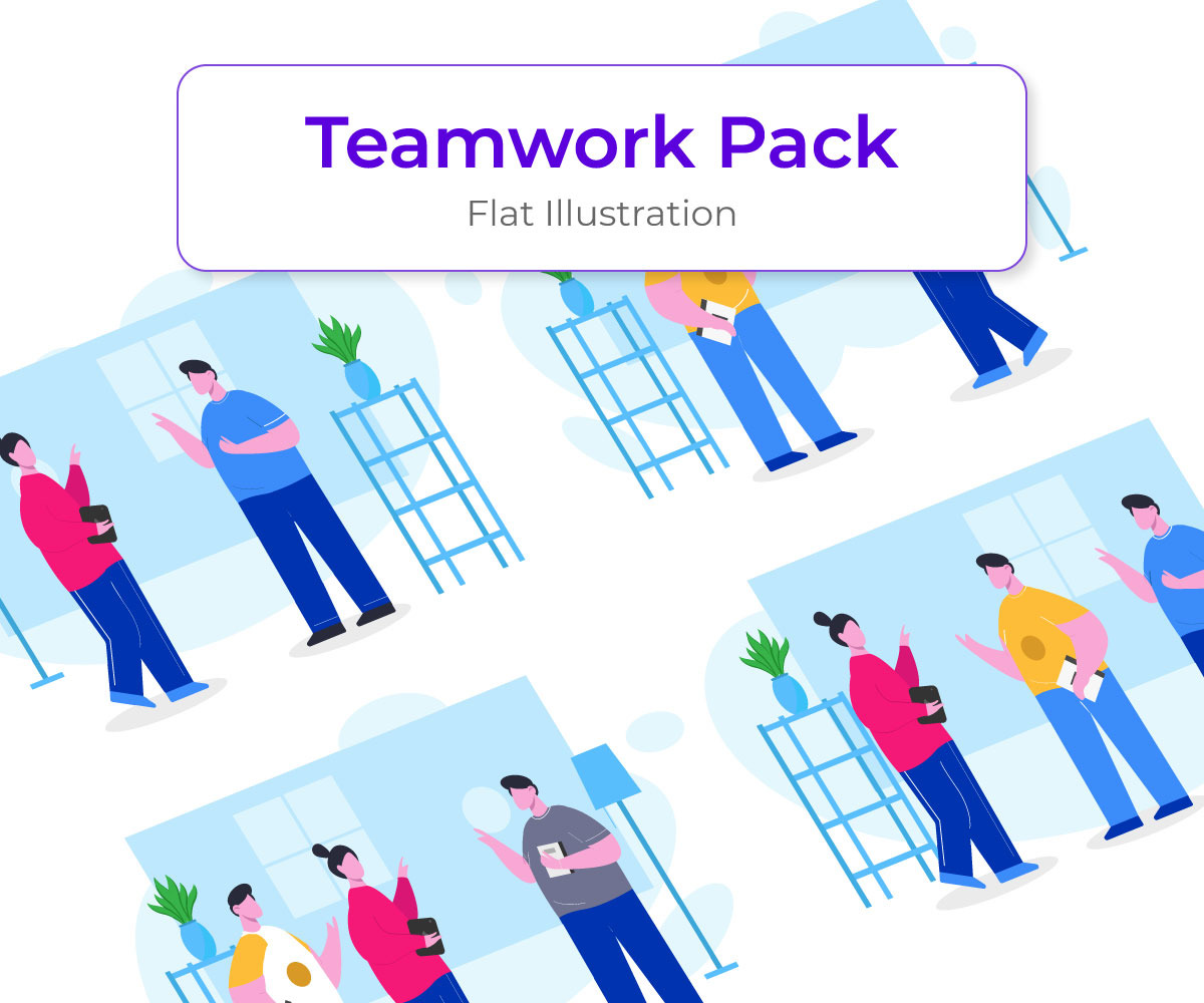 Teamwork Illustration Template - Vector Image