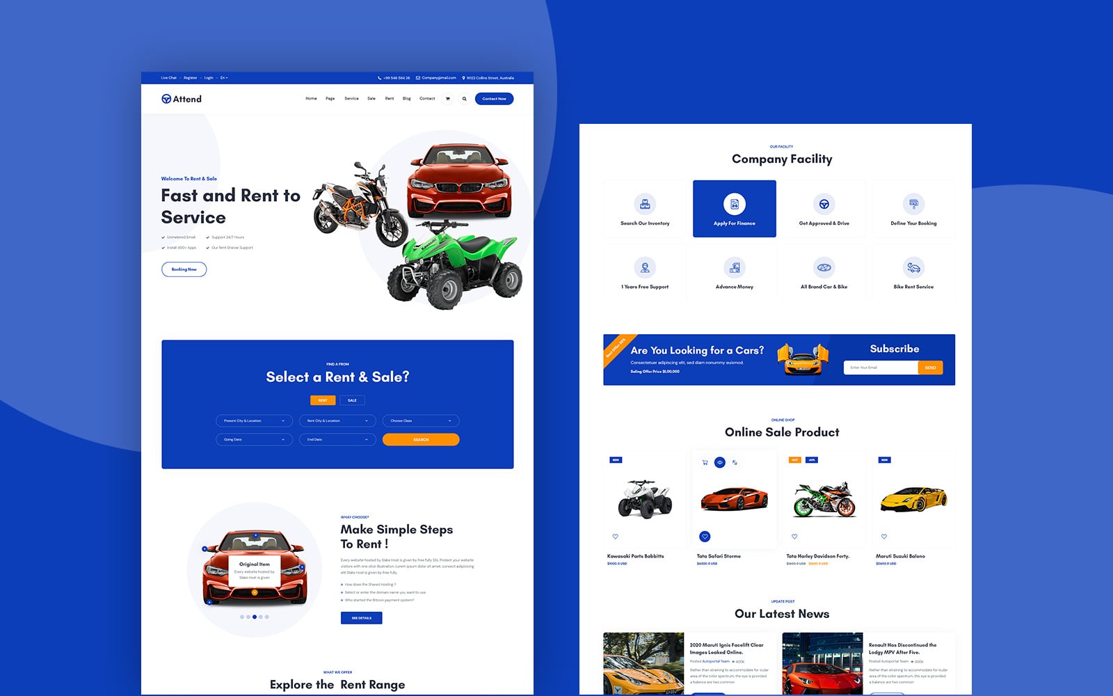 Attend - Car Service PSD Template #103897 - TemplateMonster