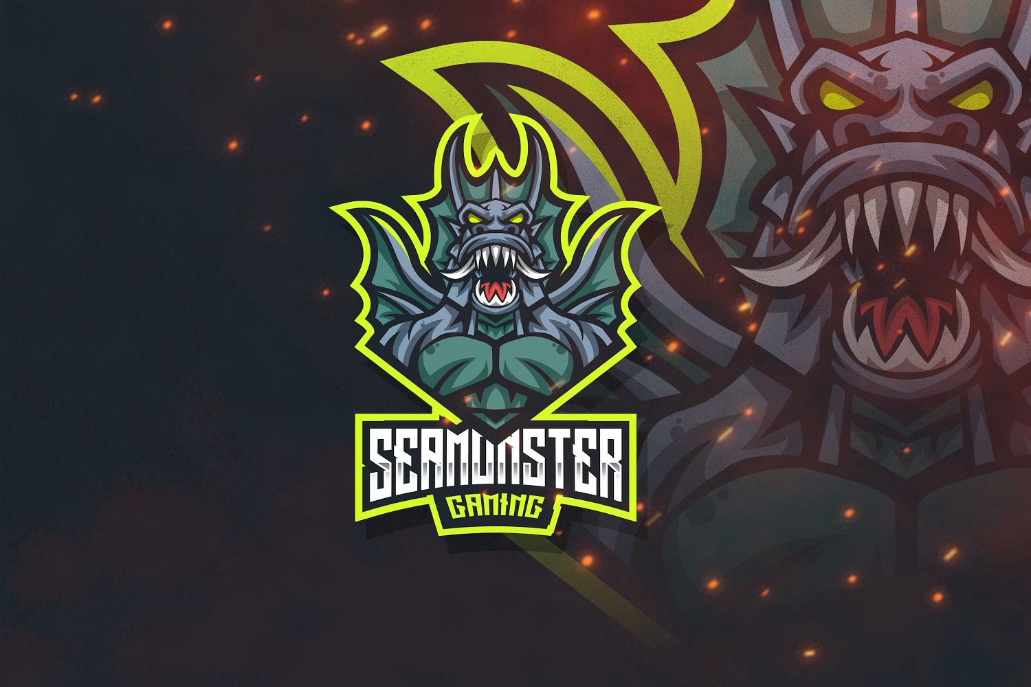 Modelo de logotipo do Sea Monster Esport - TemplateMonster