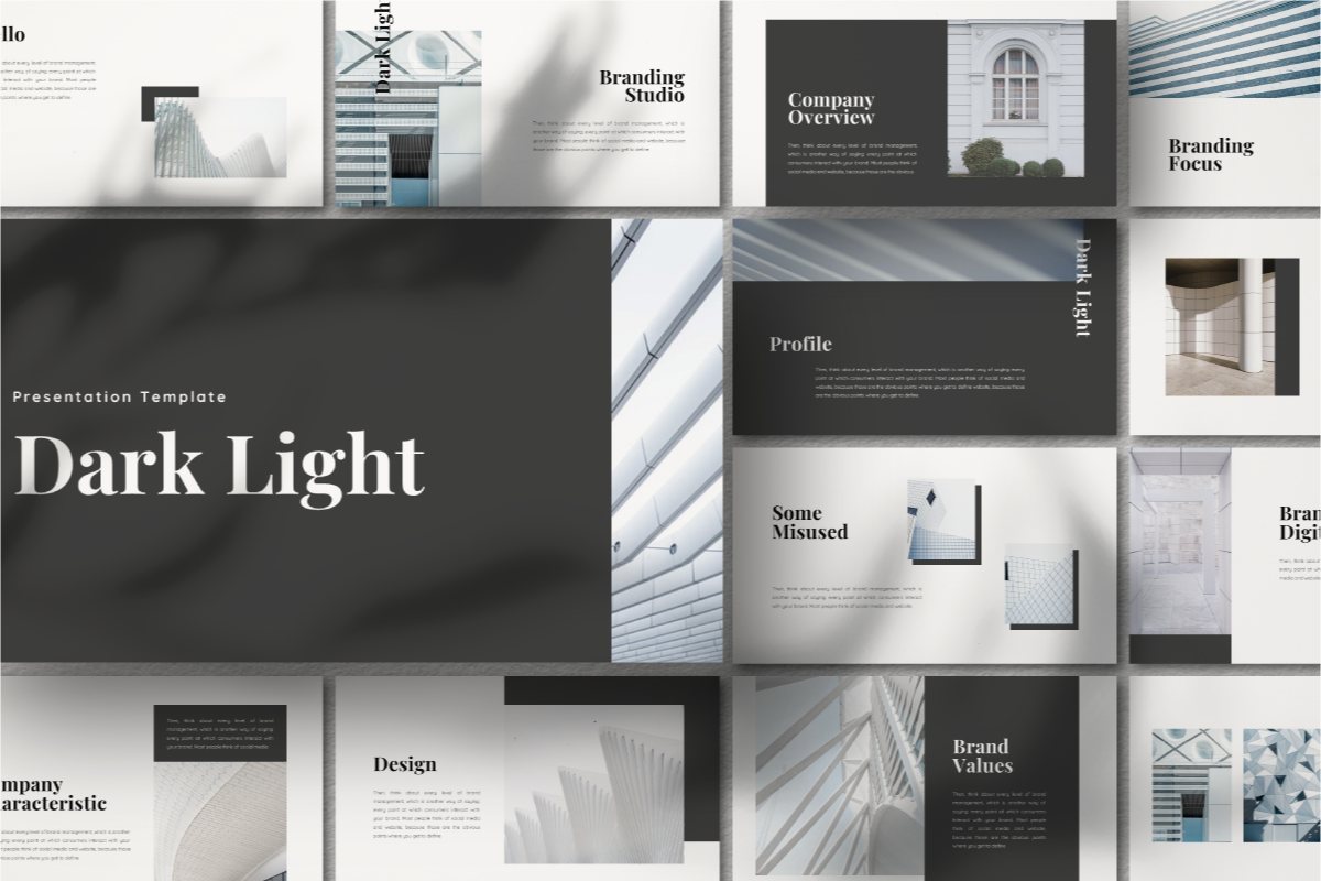 Modelo de PowerPoint de luz escura #105569 - TemplateMonster
