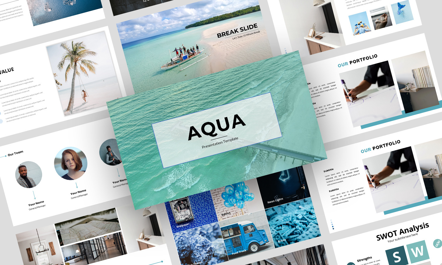 AQUA – Business PowerPoint template #106978 - TemplateMonster